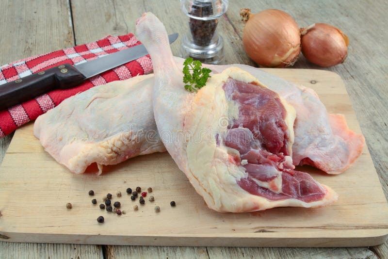 Raw duck leg stock image. Image of cuisine, duck, candied - 166566381