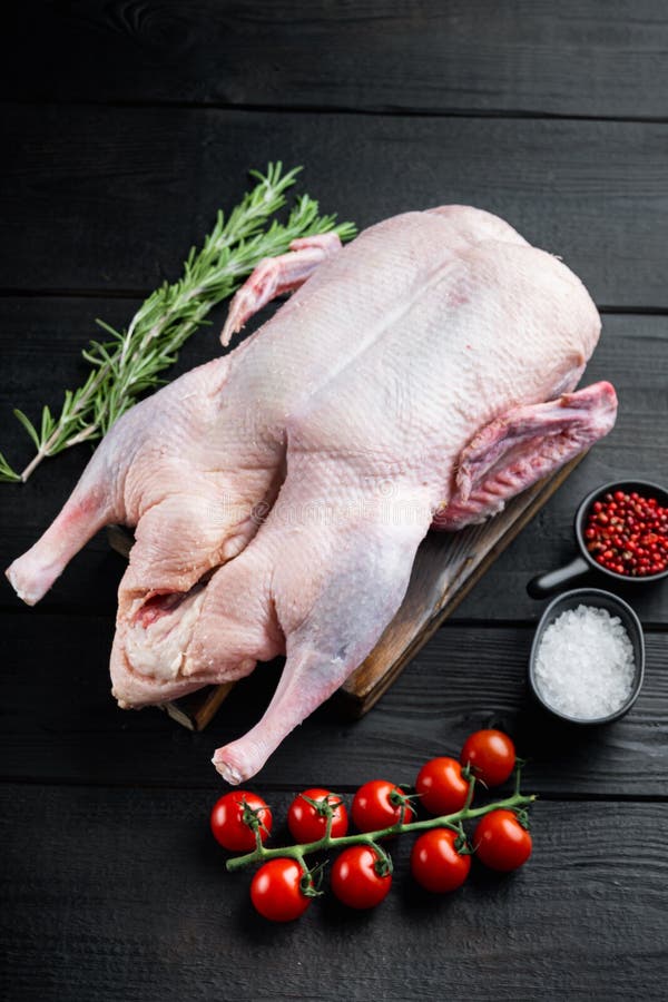 Raw Duck Meat on Black Wooden Table Stock Photo - Image of cooking ...