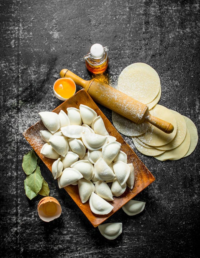 Fresh Homemade Raw Dumplings Background Texture Stock Photo - Image of ...