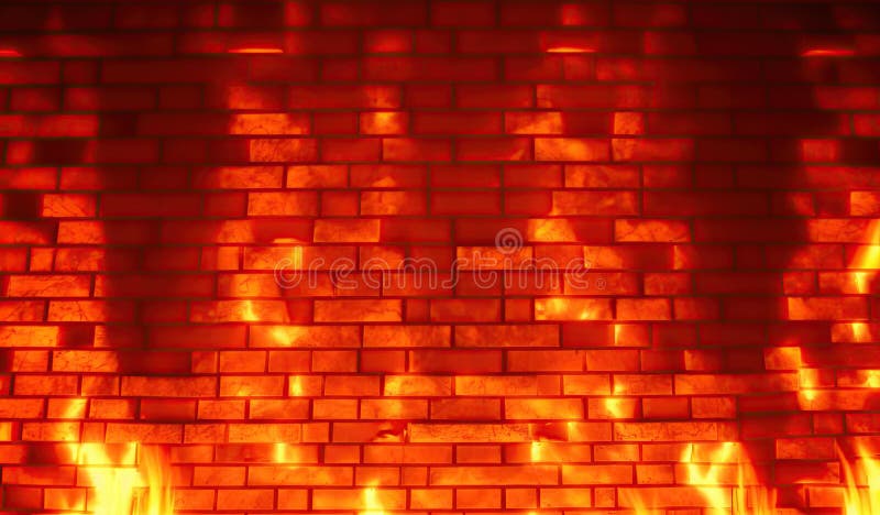 Wall of bricks of fire stock illustration. Illustration of view - 268046784