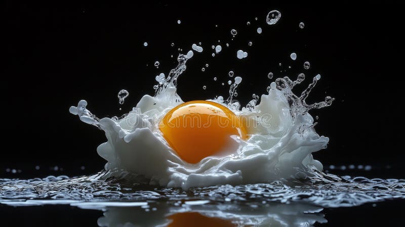 Raw Egg Bursting Mid-break with Yolk and Egg White Splashing Around ...
