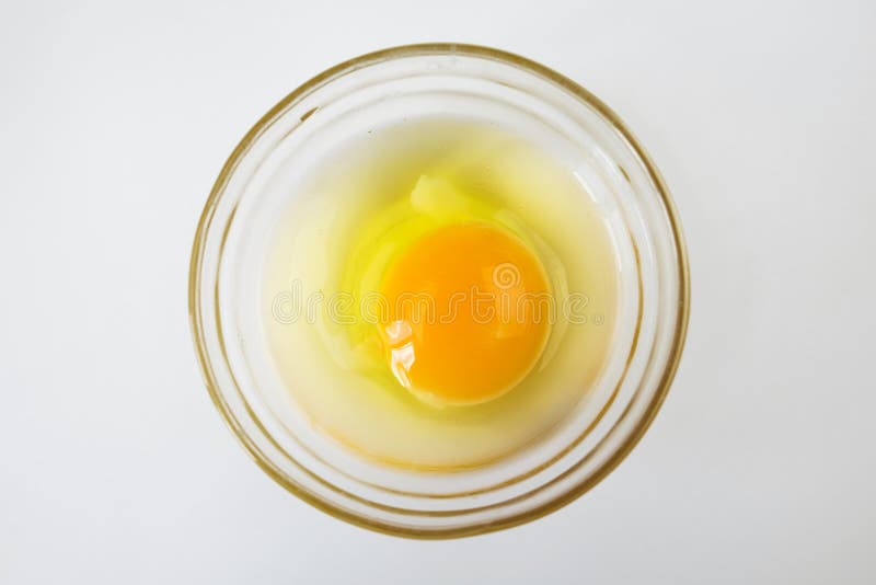 Raw Egg, Top View of One Raw Egg in a Glass Bowl Stock Photo - Image of ...