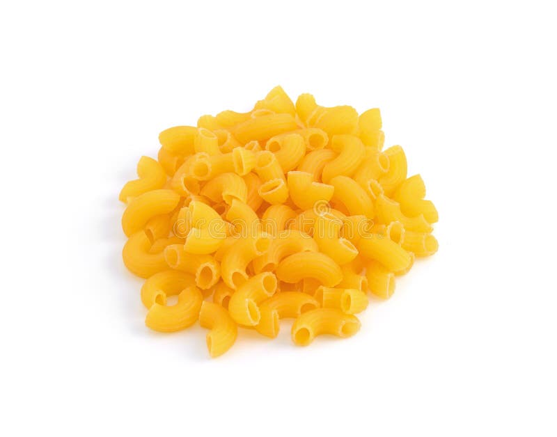 Raw Elbow Macaroni (Gomiti Pasta) Isolated on White Background. Stock ...
