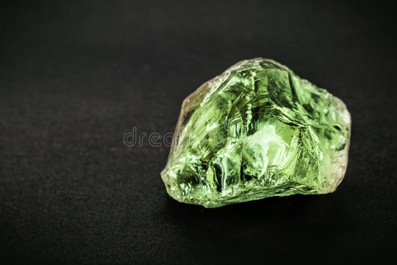 Raw Emerald on Isolated Black Background, Green Gem, Shiny Precious ...