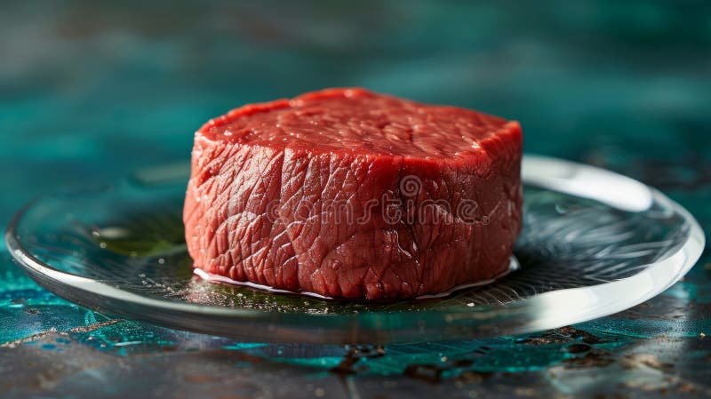 Raw Filet Mignon on a Glass Plate. Stock Image - Image of delicious ...