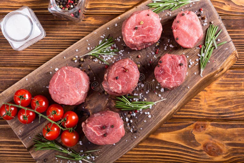 Raw filet mignon stock image. Image of preparation, board - 145478475