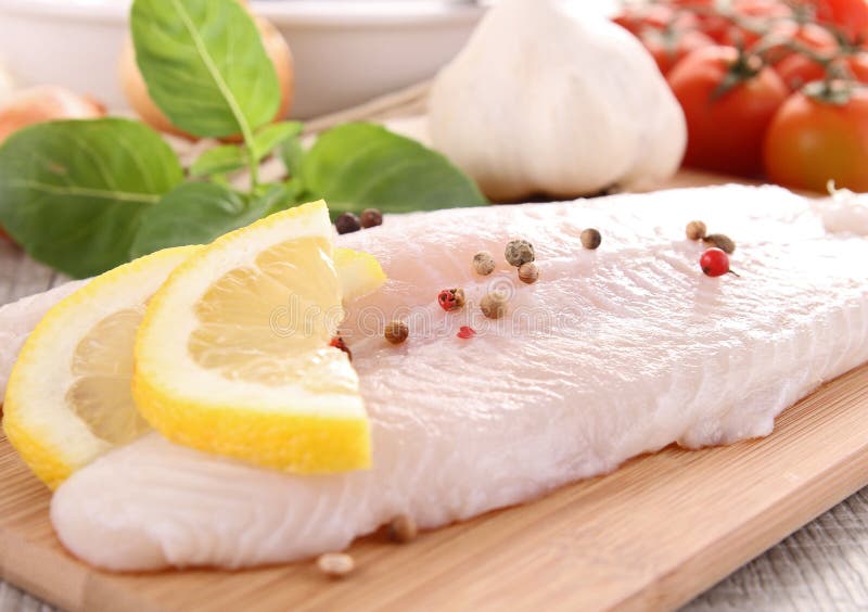 Raw fish stock photo. Image of basil, vegetable, food - 24184228