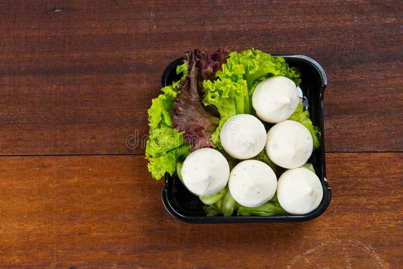 Raw fishball stock image. Image of meat, wood, fried - 100167501