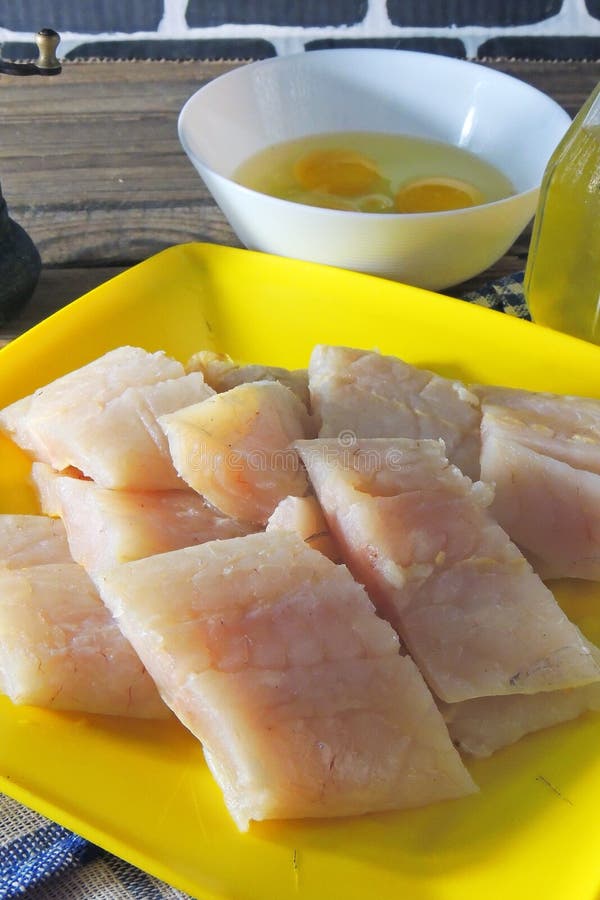 Raw Fish Fillets, Flour and Eggs Stock Image - Image of health, lemon ...