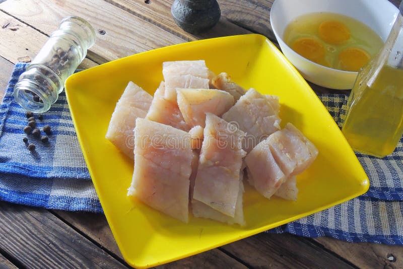 Raw Fish Fillets, Flour and Eggs Stock Image - Image of food, meal ...