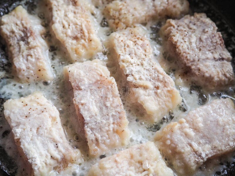 Raw Fish Fillets Ready for Frying. Stock Photo - Image of making ...