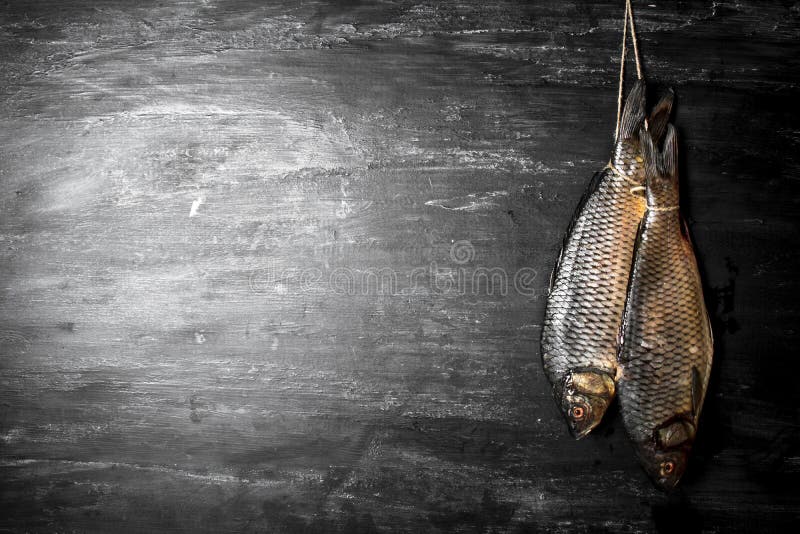 Raw Fish Hanging on a Rope. Stock Image - Image of background, meal ...