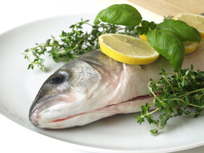 Raw fish with herbs stock image. Image of close, white - 11882053