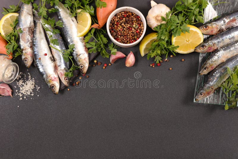 Raw fish and ingredients stock photo. Image of fillet - 114068292
