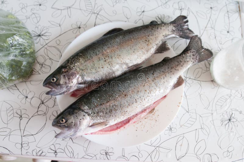 Raw fish on the plate stock image. Image of food, grey - 110711391