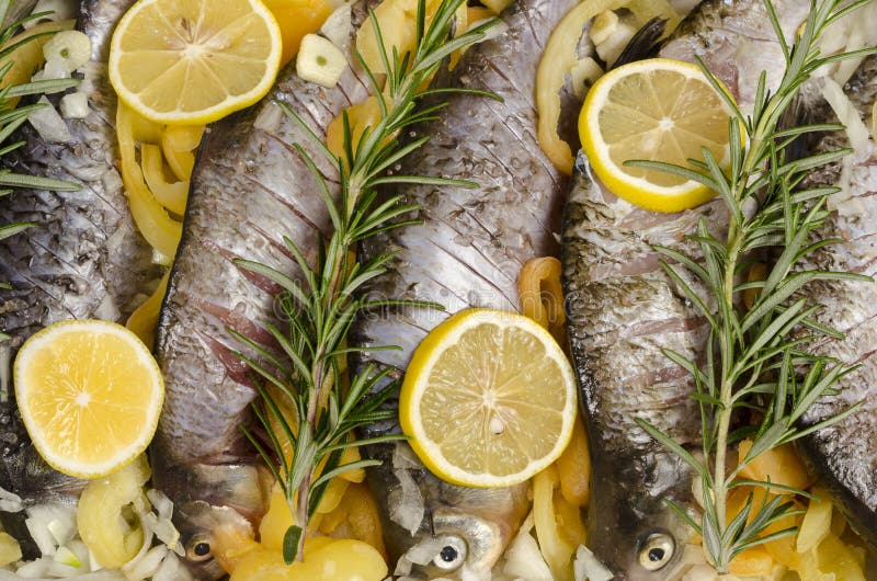 Raw Fish Prepared for Cooking Stock Photo - Image of aromatic ...
