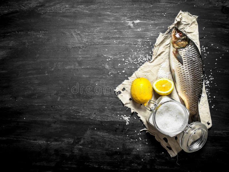 Raw Fish with Salt and Lemon. Stock Image - Image of protein, diet ...