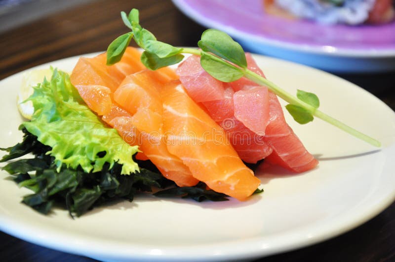 Raw Fish with Vegetables or Sashimi - Japanese Food Stock Photo - Image ...