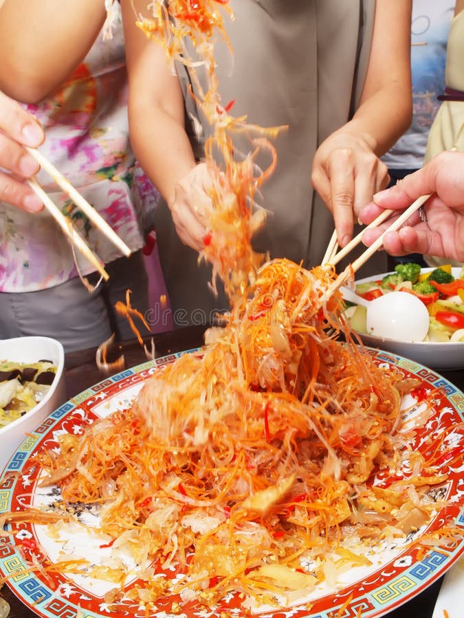 Asian Prosperity Toss, Lohei, Yusheng, Yee Sang Stock Image - Image of ...