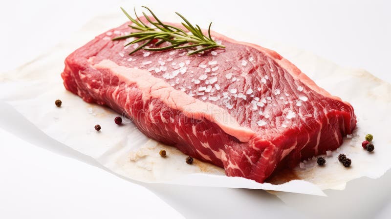 Raw Flank Steak White Background Stock Illustration - Illustration of ...