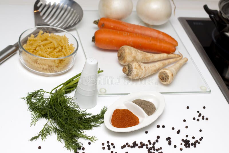 Raw Food and cooking stock image. Image of kitchen, boiling - 12330379