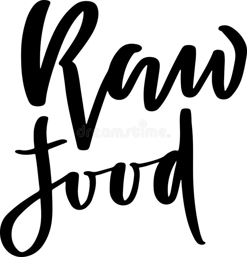 Raw Food Lettering. Modern Brush Calligraphy. Vector Typography Banner ...