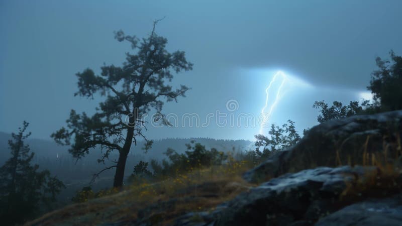 Powerful Lightning Bolt Strikes Over City Stock Photo - Image of ...
