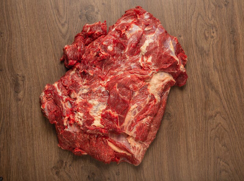 Raw Fresh Beef on a Wooden Background, Catalog. Stock Image - Image of ...