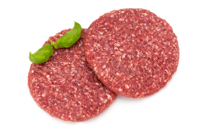 Raw Fresh Hamburger Meat Isolated on White. Stock Image - Image of junk ...