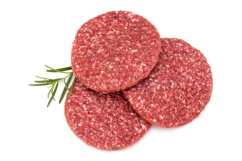 Raw Fresh Hamburger Meat Isolated on White. Stock Image - Image of ...