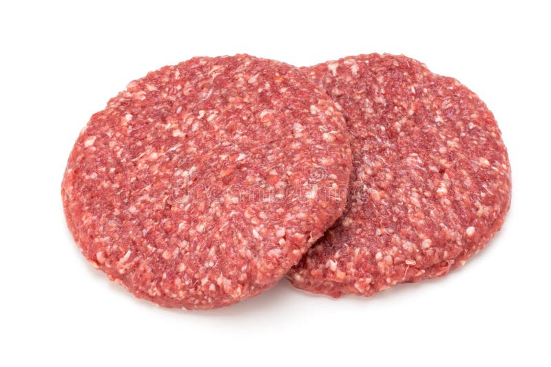 Raw Fresh Hamburger Meat Isolated on White. Stock Photo - Image of ...
