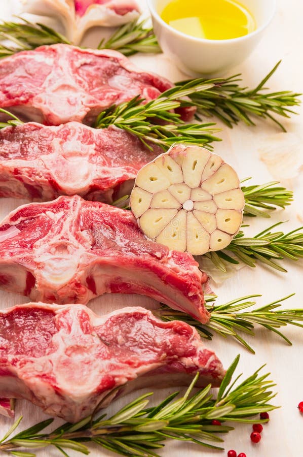 Raw Lamb Rack Table Herbs Spices Oil Stock Photos - Free & Royalty-Free ...
