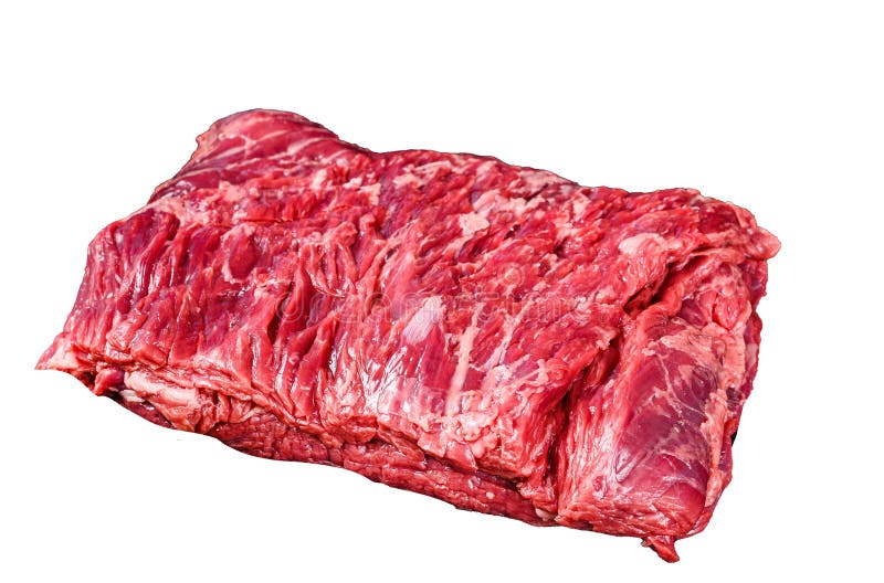 Raw Fresh Marble Beef Brisket Meat with Herbs. Isolated on White ...