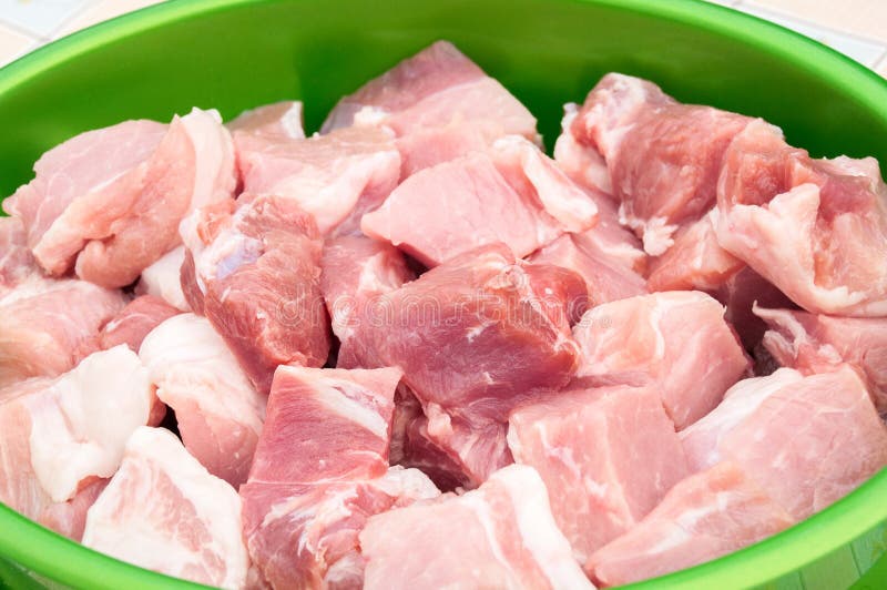 Cube pork meat cubes stock image. Image of uncooked, food - 50106479