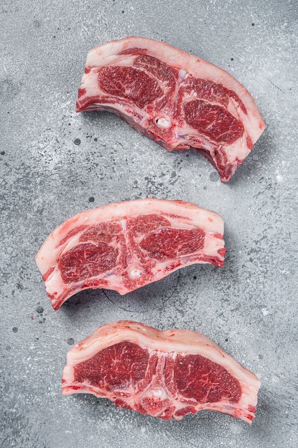 Raw Fresh Meat Lamb Mutton Saddle. Gray Background Stock Photo - Image ...