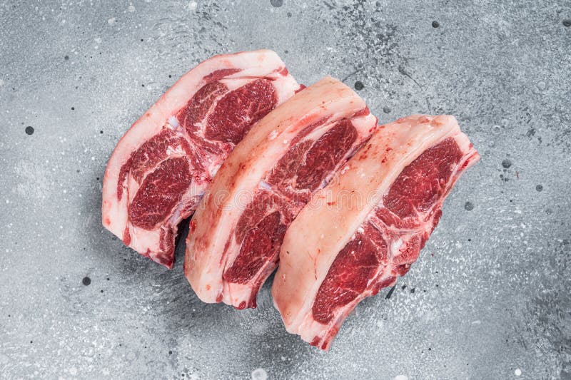 Raw Fresh Meat Lamb Mutton Saddle. Gray Background Stock Photo - Image ...