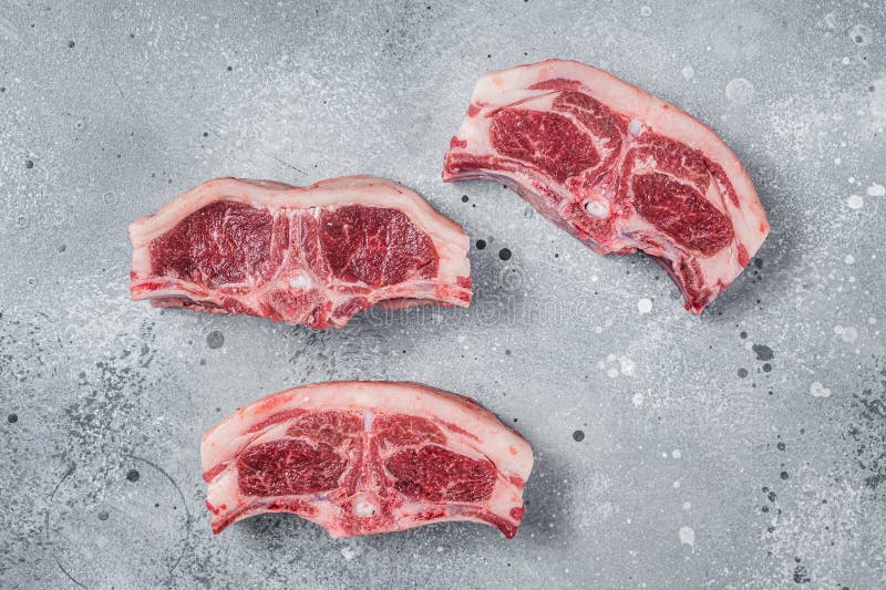 Raw Fresh Meat Lamb Mutton Saddle. Gray Background Stock Image - Image ...