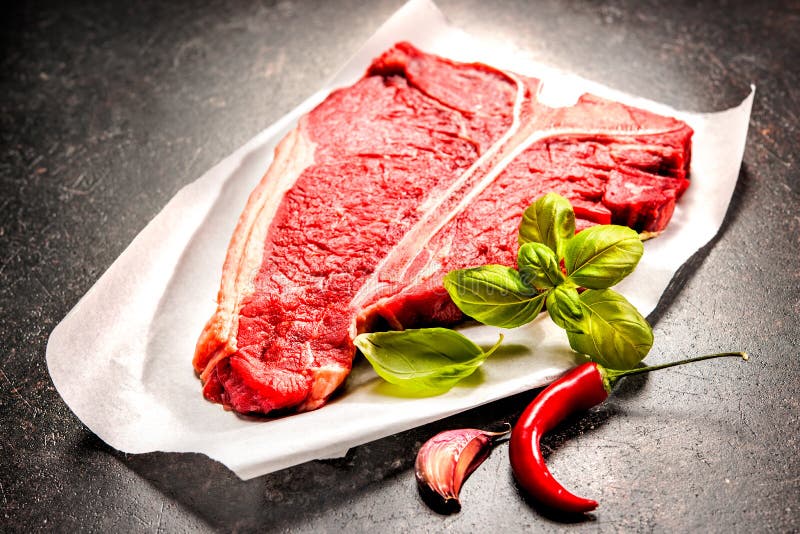 Raw Fresh Meat T-bone Steak Stock Image - Image of beefsteak, butcher ...