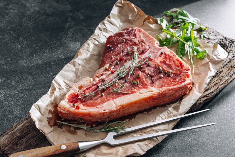 Raw Fresh Meat T-bone Steak with Spices Stock Image - Image of grill ... Raw Fresh Meat T-bone Steak with Spices Stock Image - Image of grill ...