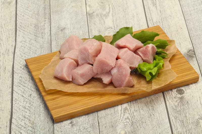 Raw fresh pork meat cube stock photo. Image of lean - 154066078