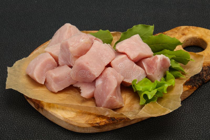 Raw fresh pork meat cube stock photo. Image of chop - 156084476