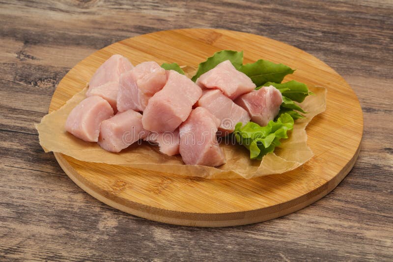 Raw fresh pork meat cube stock image. Image of portion - 177733839