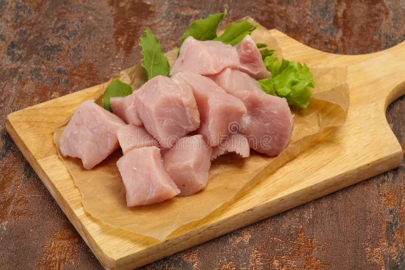 Raw fresh pork meat cube stock photo. Image of pieces - 178664882