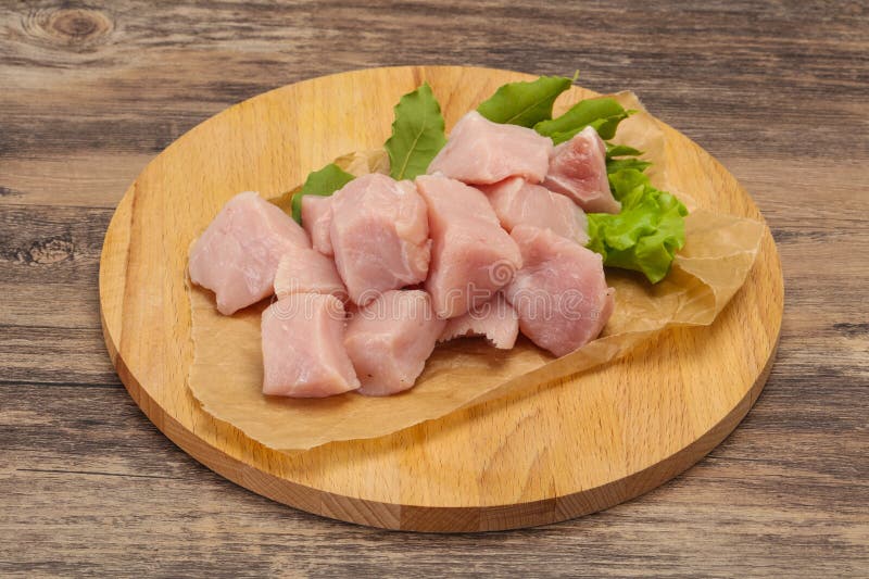 Raw fresh pork meat cube stock image. Image of white - 179062471