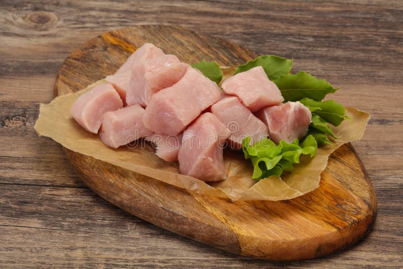 Raw fresh pork meat cube stock image. Image of uncooked - 187798263