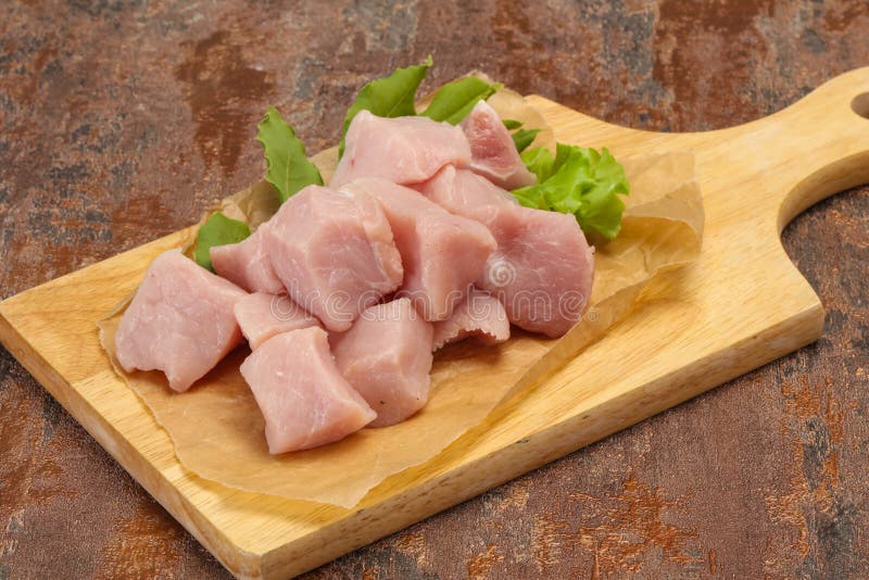 Raw fresh pork meat cube stock image. Image of uncooked - 187798263