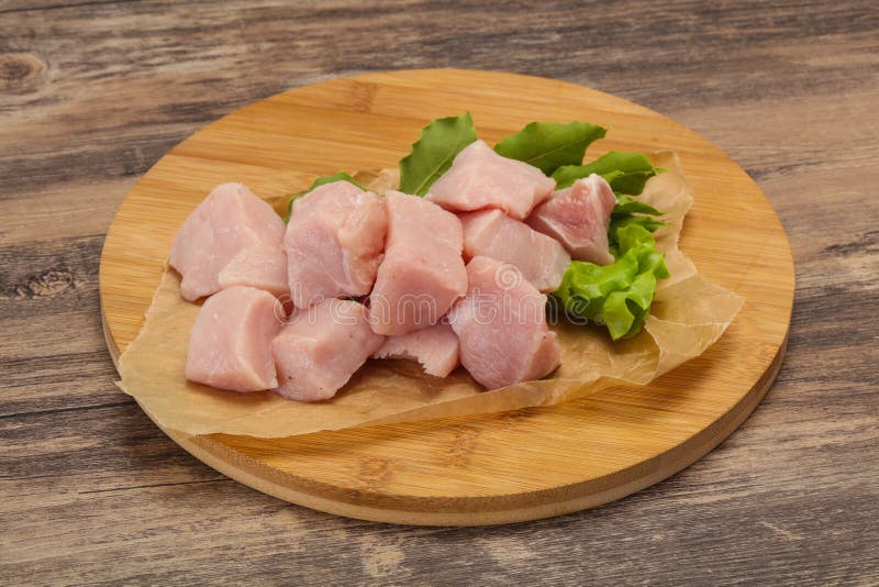 Raw fresh pork meat cube stock image. Image of belly - 205534297