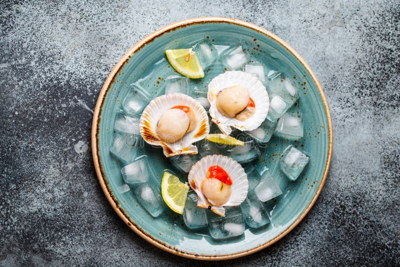 Raw Fresh Uncooked Scallops Stock Photo - Image of background, healthy ...