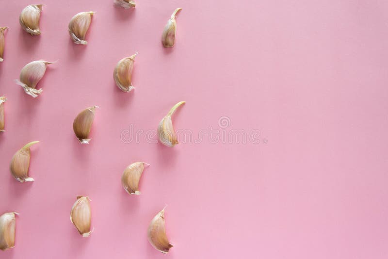 Raw Garlic Pattern. Pink Still Life Design Stock Photo - Image of ...