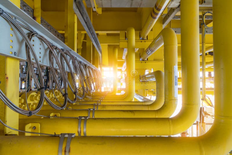 Raw Gas Flow Line Pipe with Temperature Sensor Attached at Surface of ...